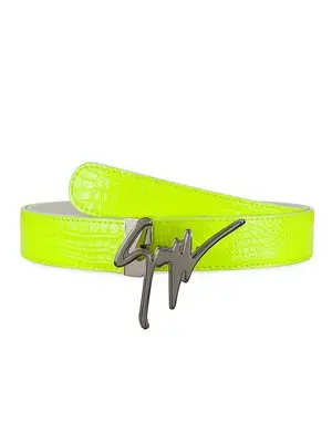 GIUSEPPE ZANOTTI Men's Meggiefluo Leather Belt - Neon - Neon