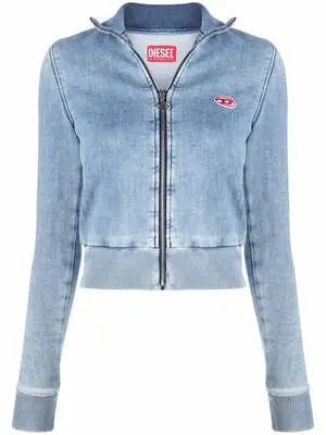 DIESEL® Logo-patch Cropped Jacket - Blue