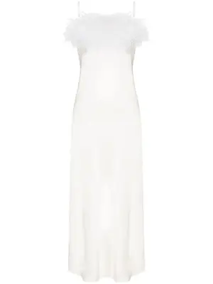 Sleeper Boheme Feather-trim Slip Dress