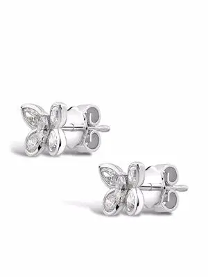 PRAGNELL 18kt White Gold Butterfly Diamond Stud Earrings
