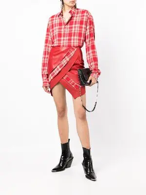 RtA Layered Leather Mini Skirt