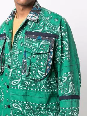 Sacai Paisley-Print Cargo Shirt Jacket In Green - 19% Off