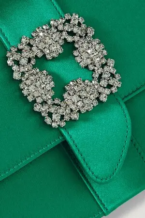 Manolo Blahnik Capri Crystal-embellished Satin Clutch