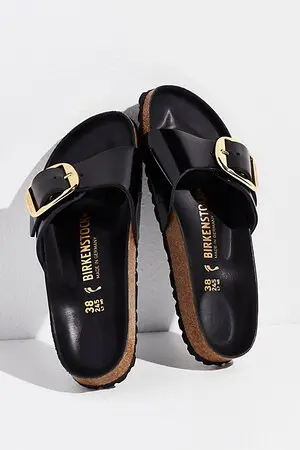 BIRKENSTOCK Madrid Big Buckle High Shine Sandals - Black