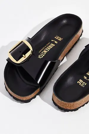 BIRKENSTOCK Madrid Big Buckle High Shine Sandals - Black