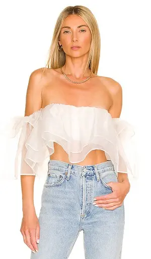 Show Me Your Mumu Rossella Ruffle Top In White