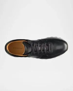 Magnanni Arco Mix-leather Trainer Sneakers - Black