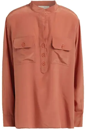 Vanessa Bruno Silk Tunic With Buttoned Cuffs And Pockets