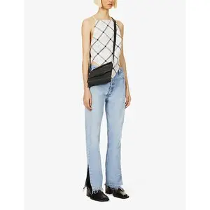 EB DENIM Upcycled Unraveled Split Hem Straight-leg High-rise Jeans