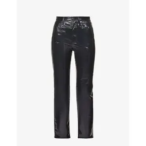 AGOLDE 90s Pinch Straight-leg High-rise Recycled-leather-blend Jeans Shadow Patent