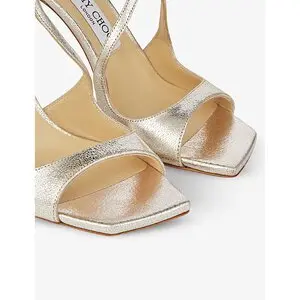 JIMMY CHOO Azia Strappy 95 Glitter-effect Leather Heeled Sandals - Champagne