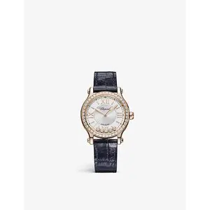 Chopard Happy Sport 18ct Rose Gold, Diamond And Leather Automatic Watch - 18-carat Rose Gold