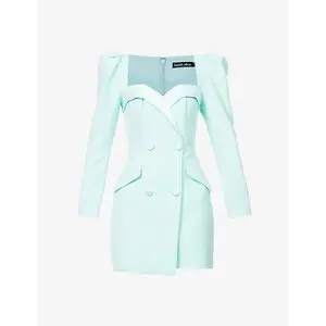 LAVISH ALICE Puffed-sleeve Stretch-crepe Blazer Mini Dress