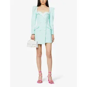 LAVISH ALICE Puffed-sleeve Stretch-crepe Blazer Mini Dress