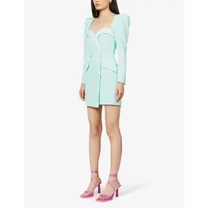 LAVISH ALICE Puffed-sleeve Stretch-crepe Blazer Mini Dress