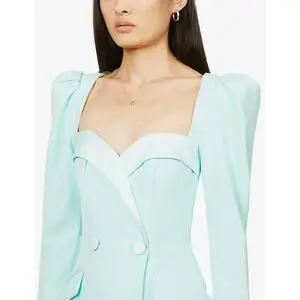 LAVISH ALICE Puffed-sleeve Stretch-crepe Blazer Mini Dress