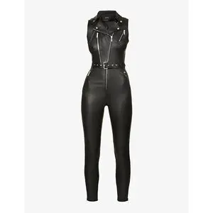 Jitrois Kristen Sleeveless Leather Jumpsuit