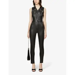 Jitrois Kristen Sleeveless Leather Jumpsuit