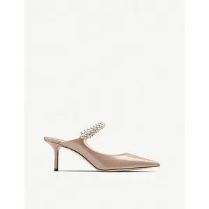 JIMMY CHOO Bing 65 Crystal-embellished Patent-leather Mules - Ballet Pink