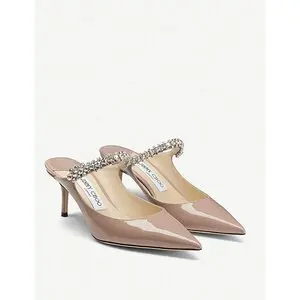 JIMMY CHOO Bing 65 Crystal-embellished Patent-leather Mules - Ballet Pink
