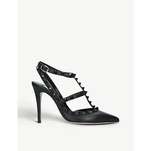 Valentino Garavani So Noir 100 Studded Leather Courts - Black/comb