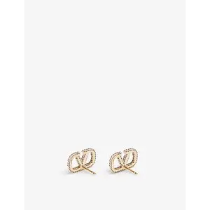 Valentino Garavani Vlogo Crystal-embellished Stud Earrings - Gold