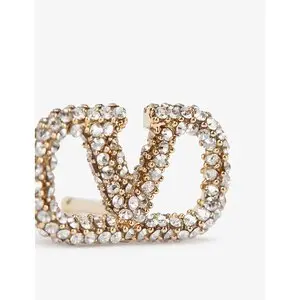 Valentino Garavani Vlogo Crystal-embellished Stud Earrings - Gold