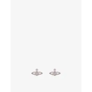 VIVIENNE WESTWOOD Mini Bas Relief Stud Earrings - Platinum/ Crystal