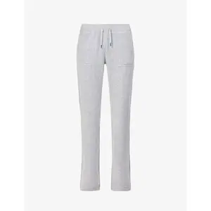 Juicy Couture Logo-embroidered Velour Trousers - Silver Marl