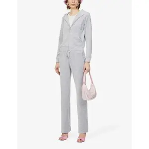 Juicy Couture Logo-embroidered Velour Trousers - Silver Marl