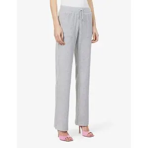 Juicy Couture Logo-embroidered Velour Trousers - Silver Marl