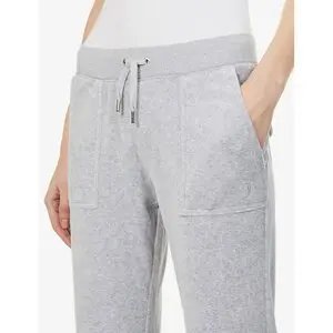 Juicy Couture Logo-embroidered Velour Trousers - Silver Marl