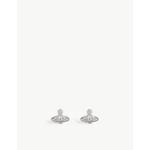 VIVIENNE WESTWOOD Nano Solitaire Platinum-plated Brass And Crystal Stud Earrings - Platinum/ Crystal