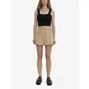Maje Maclyna Cropped Stretch-jersey Top - Noir / Gris
