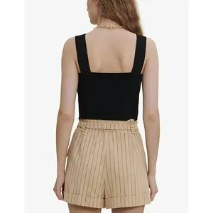 Maje Maclyna Cropped Stretch-jersey Top - Noir / Gris