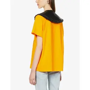 GANNI Frilled Self-tie Leather Collar