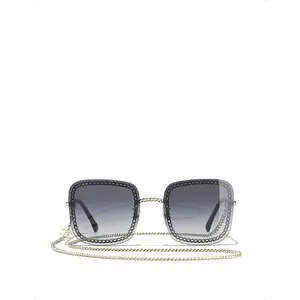 Chanel Square Frame Sunglasses - Pale Gold