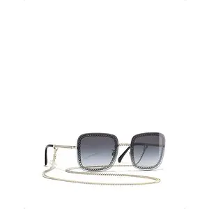 Chanel Square Frame Sunglasses - Pale Gold