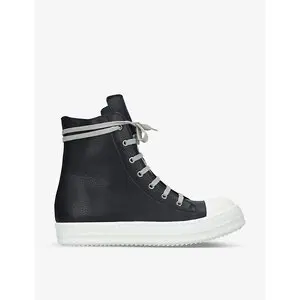 Rick Owens Grained Leather High-top Trainers - Blk/white