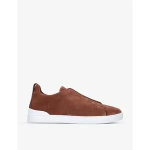Zegna Triple Stitch Low-top Suede Trainers - Tan