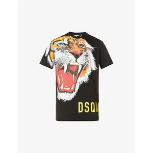 Dsquared2 Tiger Logo-printed Cotton-jersey T-shirt