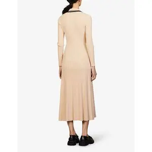 Sandro Alexandrine Figure-Hugging Knitted Midi Dress - Naturels |  Editorialist