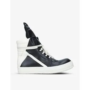 Rick Owens Geobasket Leather High-top Trainers - Blk/white