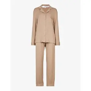 THE NAP CO Piped Stretch-jersey Pyjama Set - Cappucino