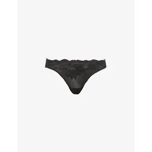 Calvin Klein Comfort Lotus Stretch-lace Thong - Black