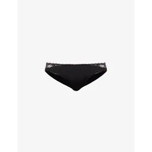 Calvin Klein Comfort Lotus Stretch-lace Bikini Bottoms - Black