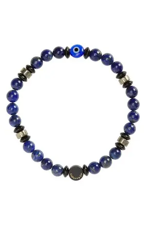 Caputo & Co Evil Eye Beaded Stretch Bracelet - Lapis Lazuli/black Onyx/pyrite