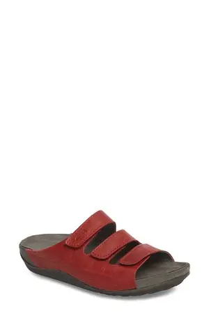 WOLKY Nomad Slide Sandal - Red/red Leather