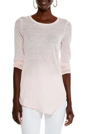 NIC+ZOE Asymmetric Hem Linen Blend Sweater