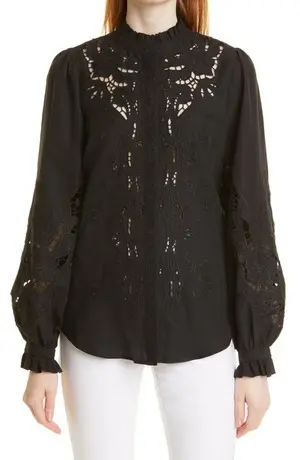Kobi Halperin Yarden Embroidered Eyelet Blouse